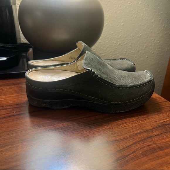 Wolky | Shoes | Wolky Seamy Slip On Clogs Graygreen Removable Footbed ...